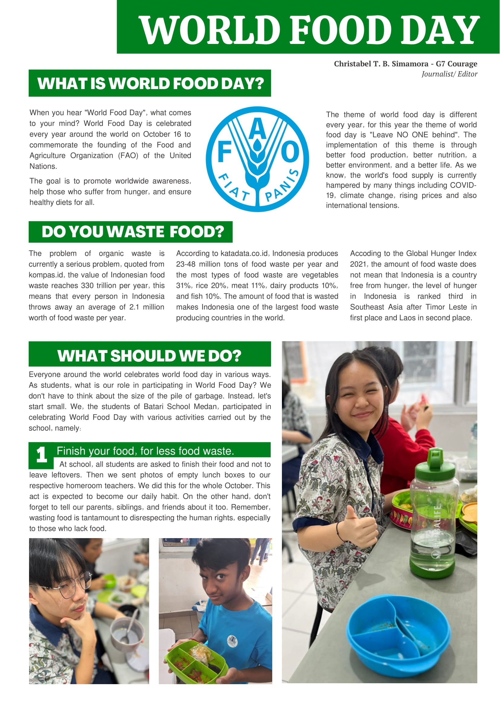 Sports Week, Diwali, World Food Day, UN Day 2022. – Batari School